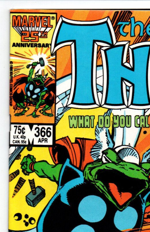 The Mighty Thor #366 - 1st full appearance Throg Thor Frog - KEY - 1986 ...