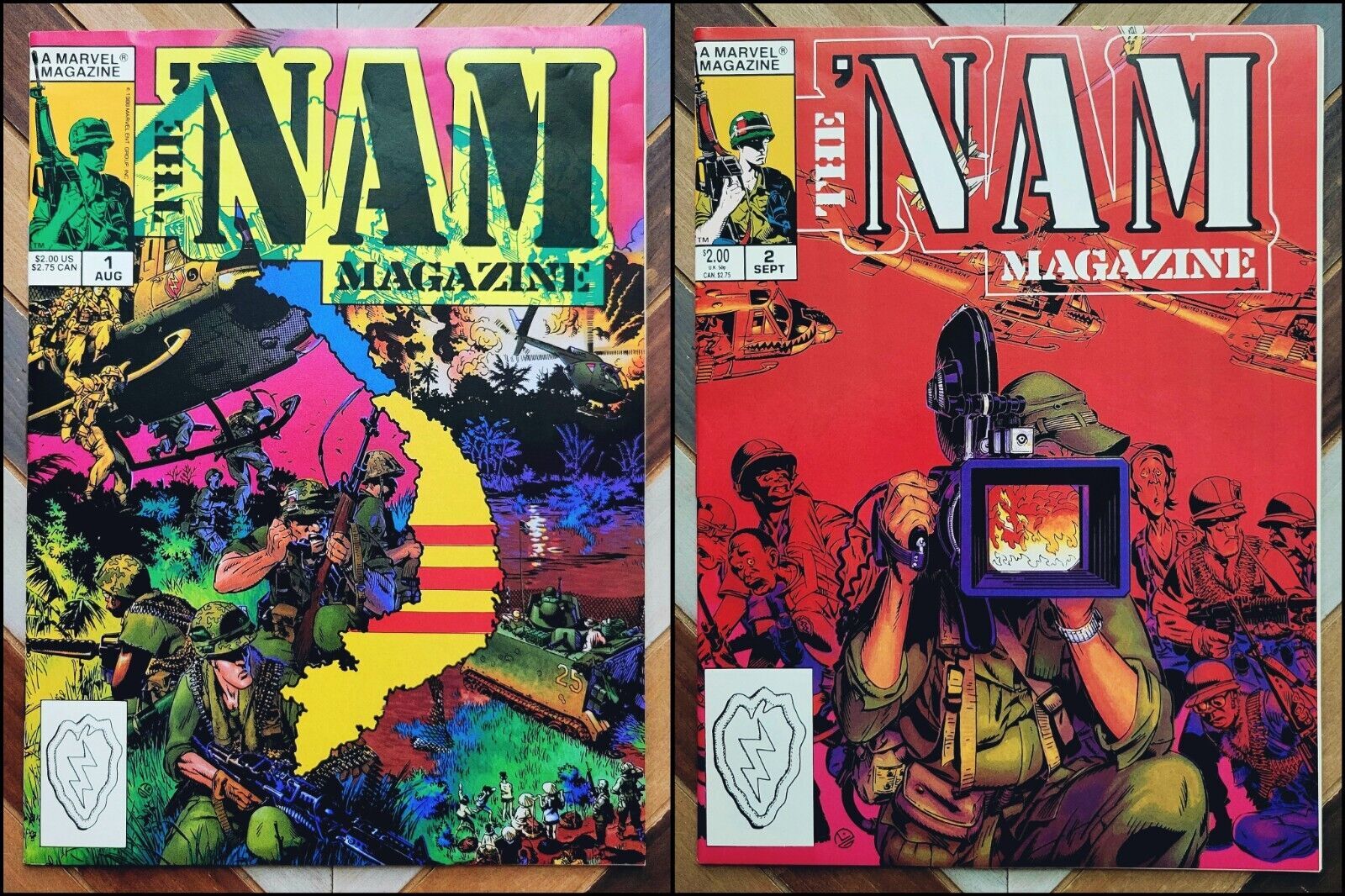 THE 'NAM MAGAZINE #1 & 2 (Marvel 1988) M.Golden Covers / Custom Bundle ...