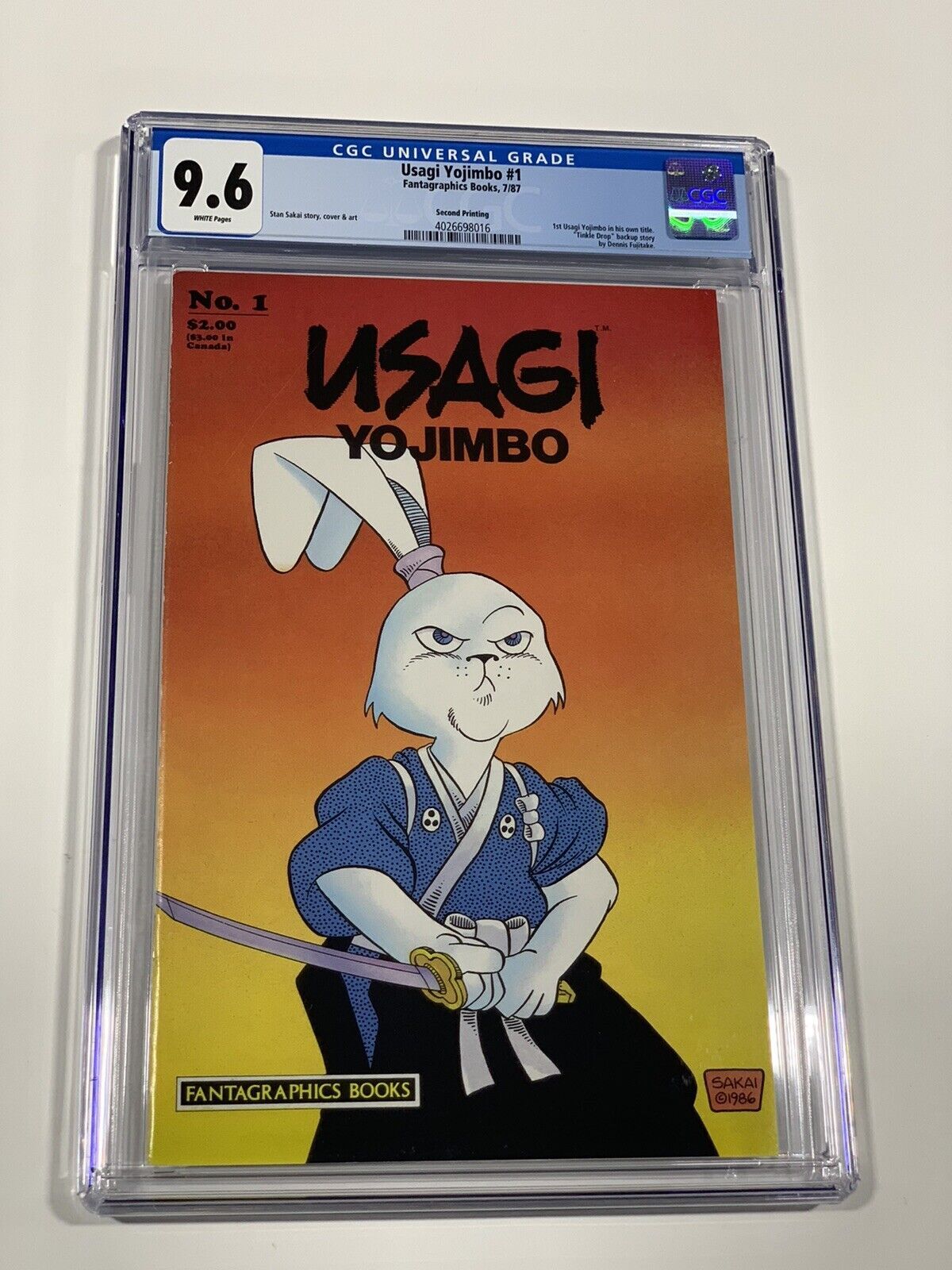 Usagi Yojimbo 1 cgc 9.6 second print Fantagraphics 1987 | Comic Books ...