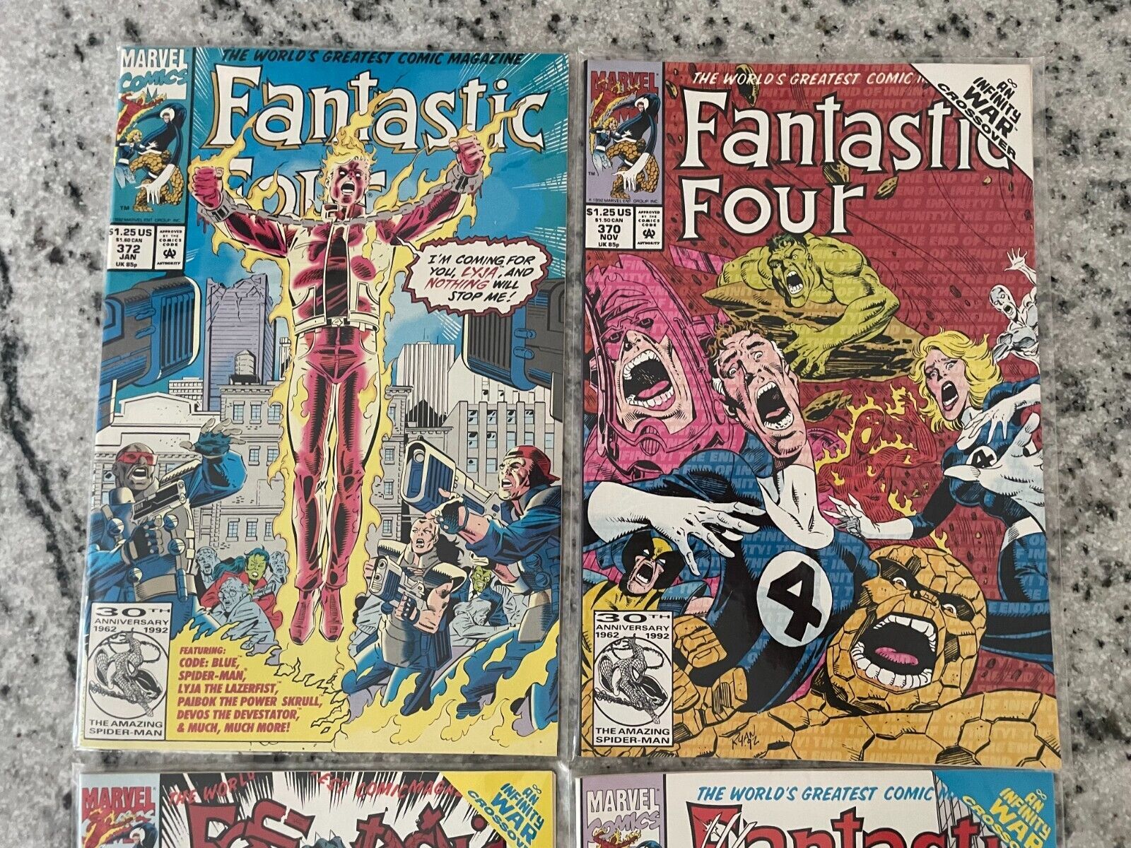 4 Fantastic Four Marvel Comic Books # 368 369 370 372 NM Wolverine X ...