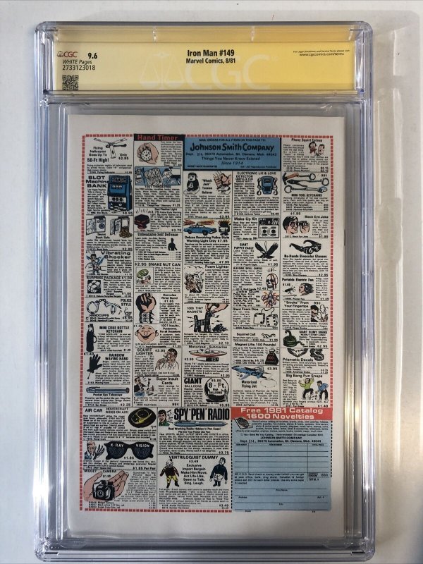 Iron Man (1981) #149 (CGC 9.6 SS WP) Signed & Sketch John Romita ... Iron Man (1981) #149 (CGC 9.6 SS WP) Signed & Sketch John Romita ...