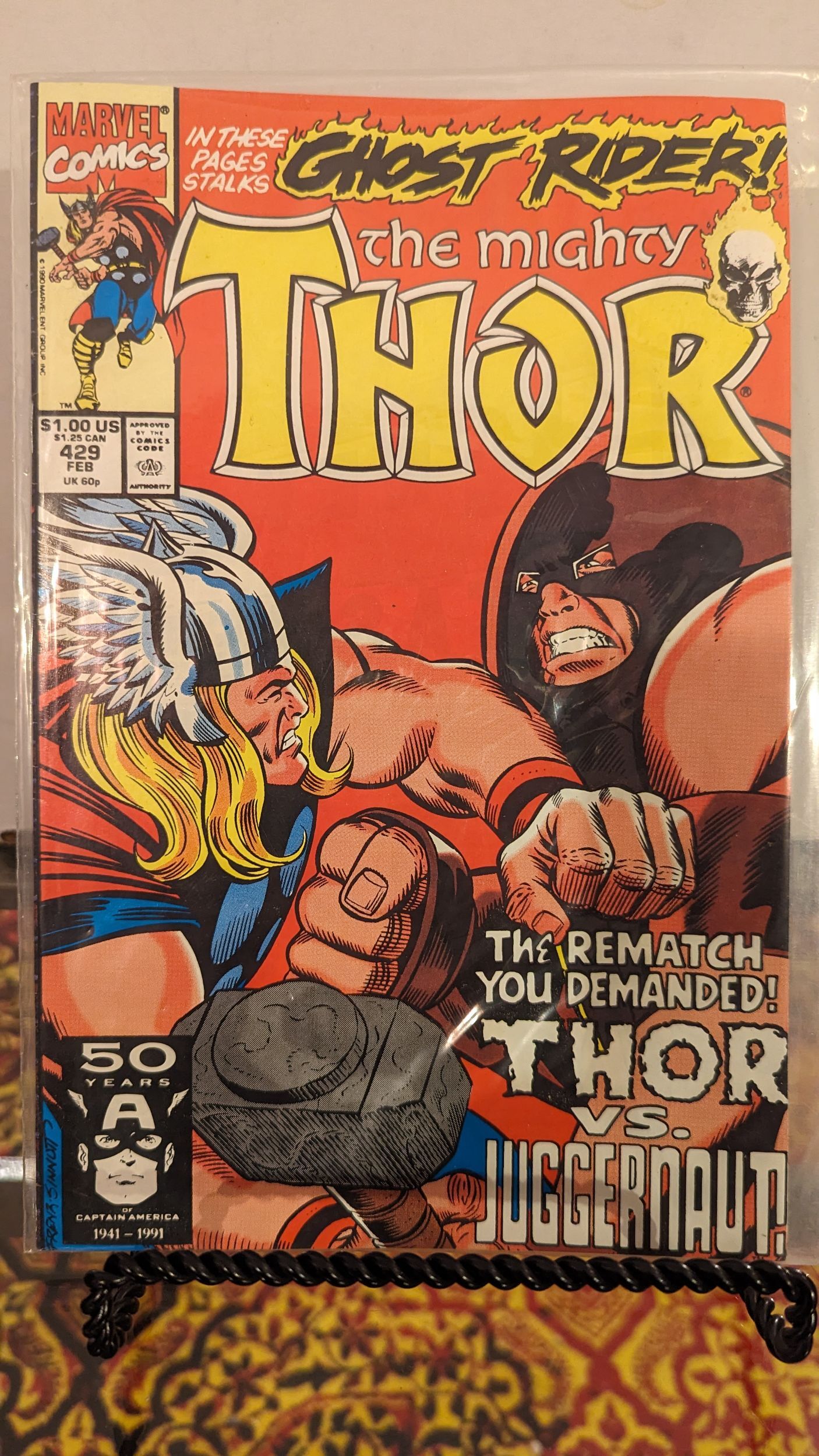 The Mighty Thor #429 (1991) vs Juggernaut (w Ghost Rider appearance ...