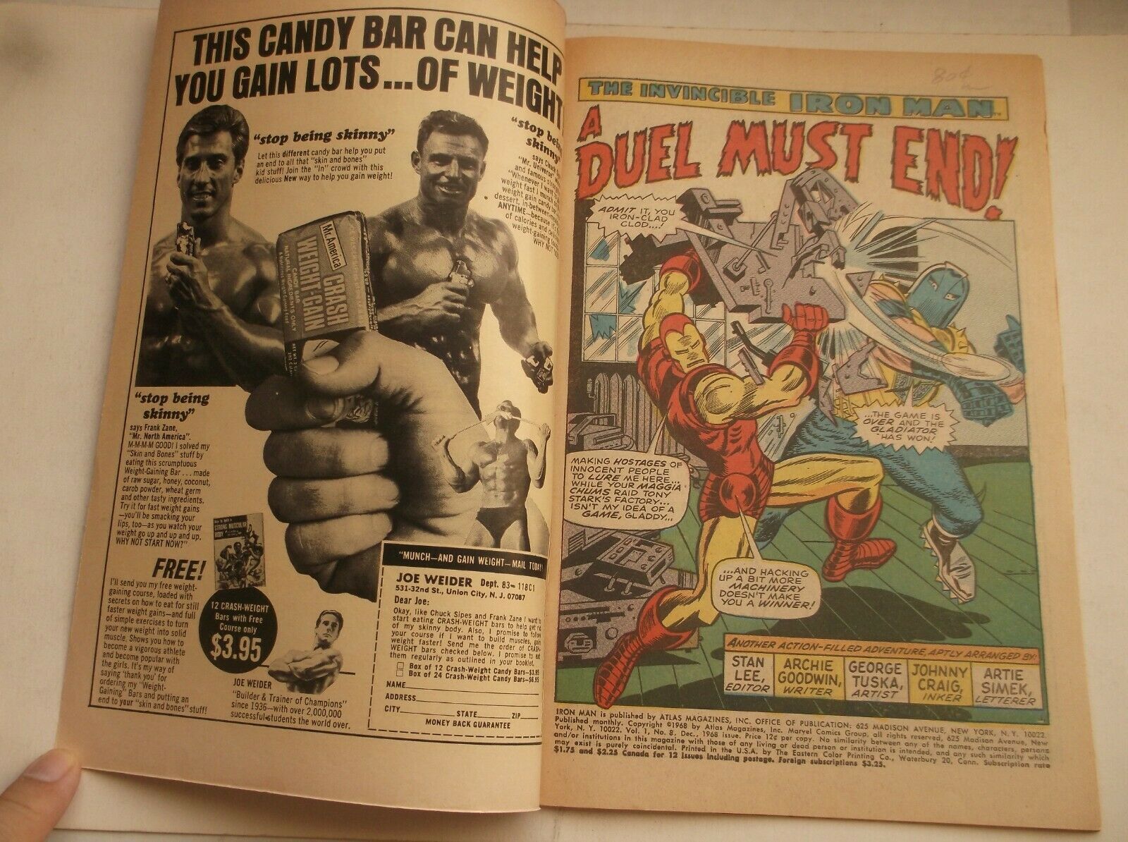 Marvel: the Invincible Iron MAN #8, Metal Head VS Gladiator, 1968, VF ...