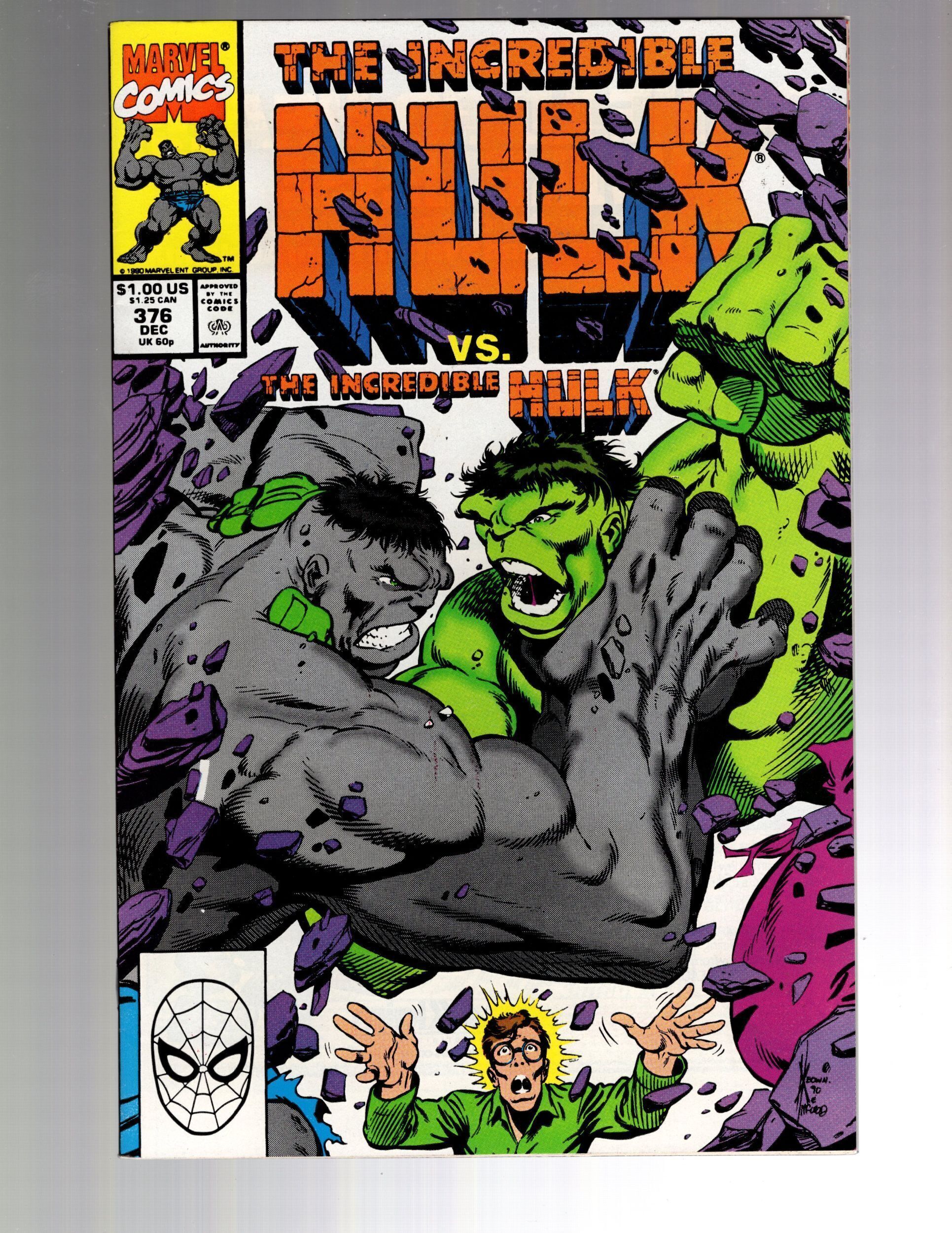 The Incredible Hulk #376 (1990) HULK vs HULK!!! Beautiful High Grade ...