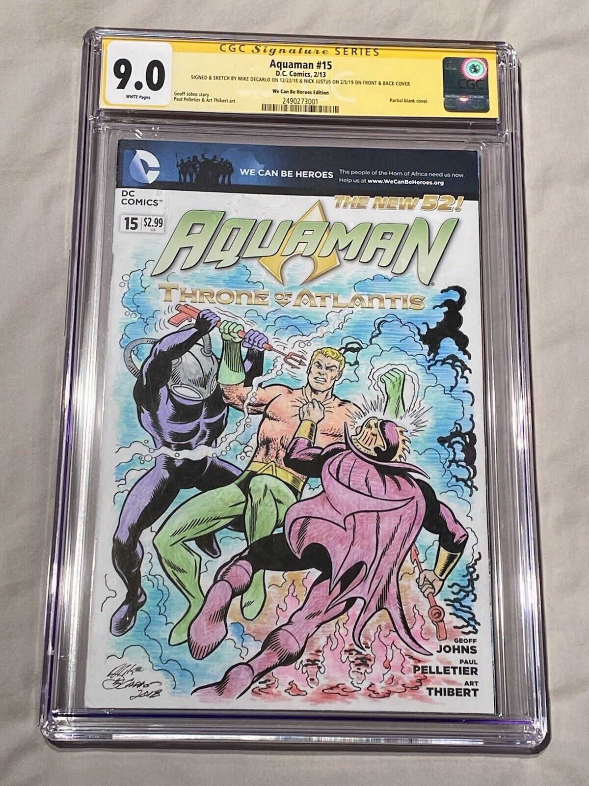 Aquaman Mike Decarlo Nick Justus CGC 9.0 Original Art Sketch Commission ...