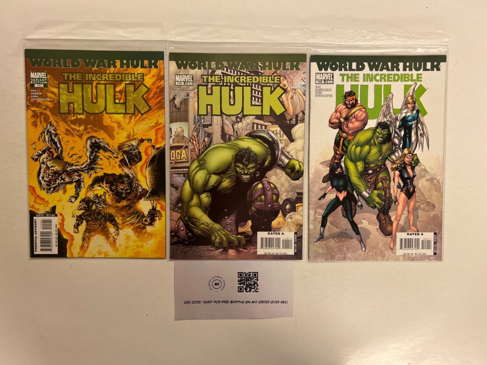 3 The Incredible Hulk Marvel Comic Books # 109 110 111 Spiderman Thor ...