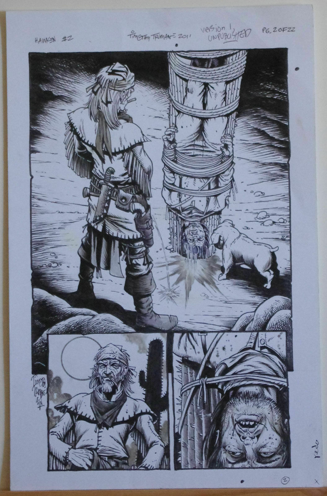 TIMOTHY TRUMAN original art, HAWKEN #2, Water boarding style, 11 x 17 ...