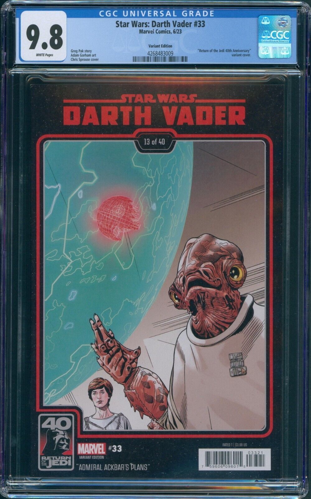 Star Wars Darth Vader 33 CGC 9.8 Sprouse Return of the Jedi 13 of 40 ...