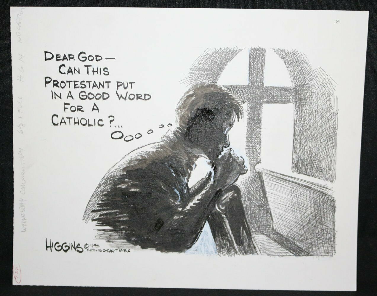 Man Praying to God Protestant / Catholic Chicago Sun Times art by Jack ...