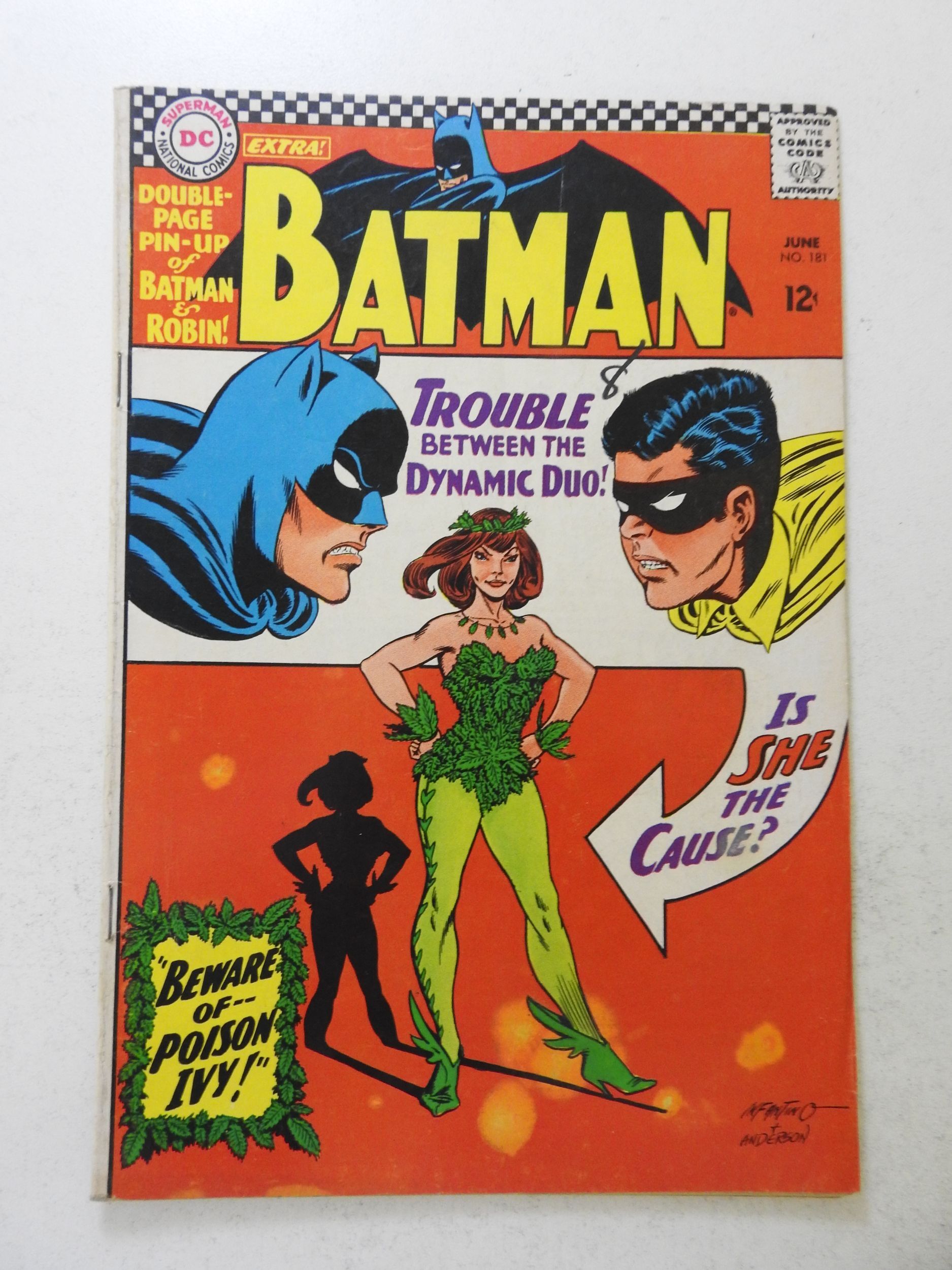 Batman #181 (1966) VG+ Condition Pin-Up intact! stain fc, ink fc ...