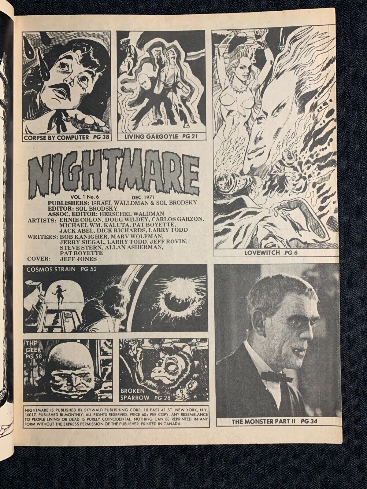 1971 NIGHTMARE Skywald Magazine #6 VG+ 4.5 Lovewitch & The Living Dead ...