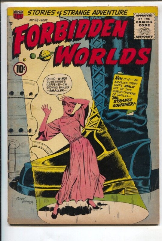 Forbidden Worlds #58 1957-Charlton-Ogden Whitney-cover art-ape men ...
