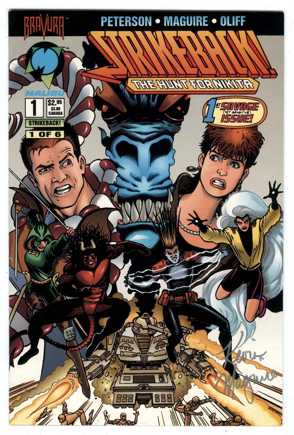 Strikeback #1 1994 Comic & Custom COA both (2X signed ) KEVIN MAGUIRE ...