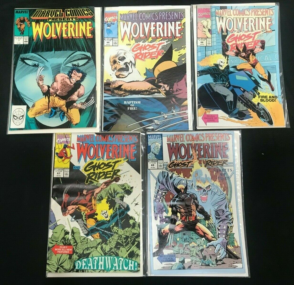 Marvel Comics Presents 5pc LOT (FN/VF) Wolverine!! Ghost Rider!! 1988 ...