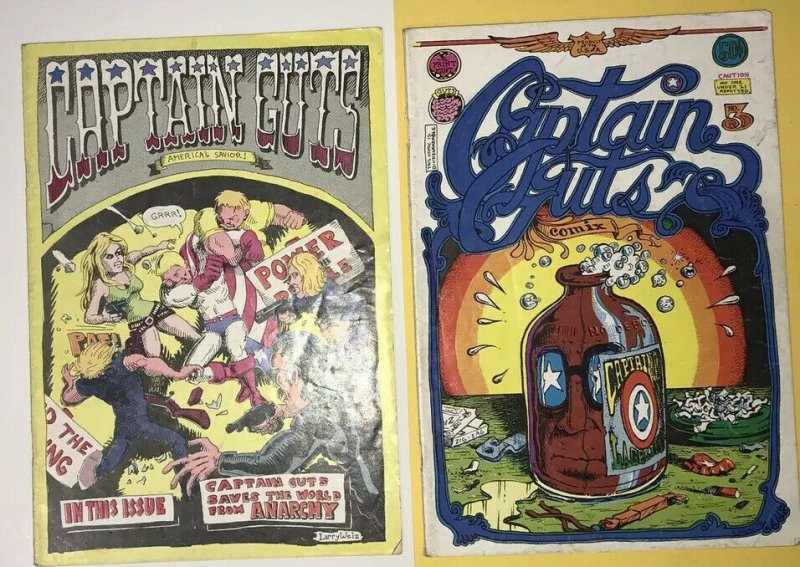 Captain Guts #1 & 3, the Print Mint Underground Comix 1969 Larry Welz ...
