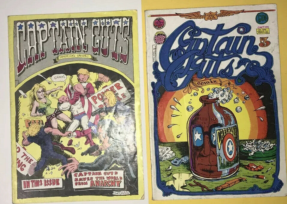 Captain Guts #1 & 3, the Print Mint Underground Comix 1969 Larry Welz ...