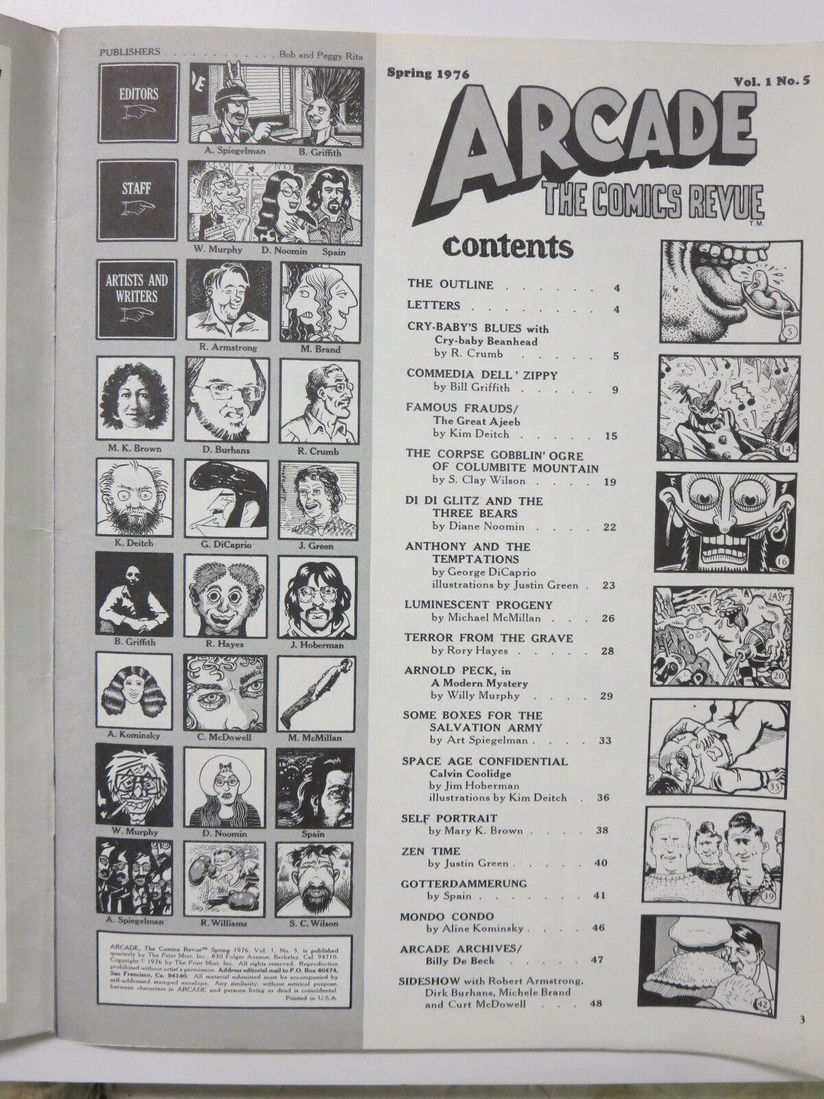 Arcade the Comics Revue #5 1976 feat R. Crumb Zippy Checkered Demon Jay ...