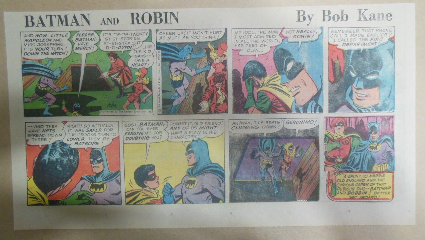 Batman Sunday by Bob Kane from 10/16/1966 Size: 7.5 x 15 inches British ...