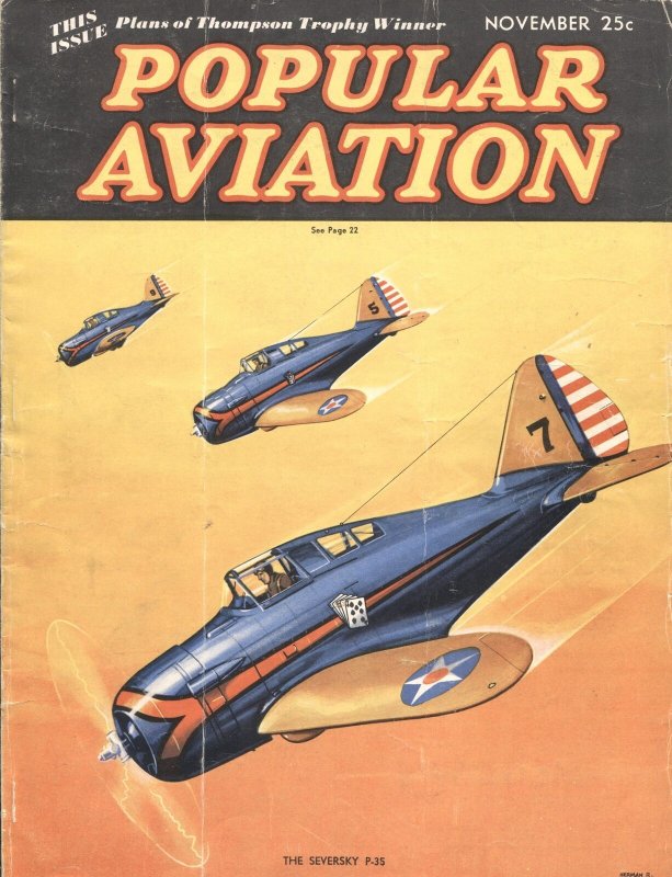 Popular Aviation NOV/1936-Herman R. Bollin PULP STYLE COVER ART ...