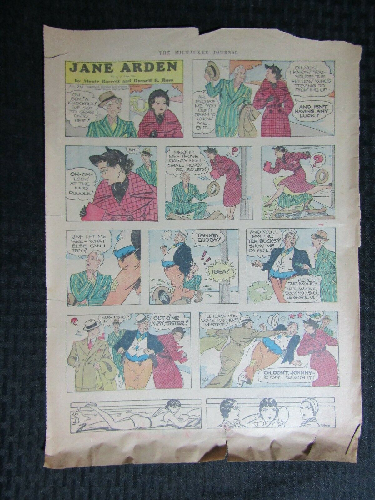 1940s JANE ARDEN Barrett & Ross 2 Sizes Newspaper Comic Strip LOT P of ...