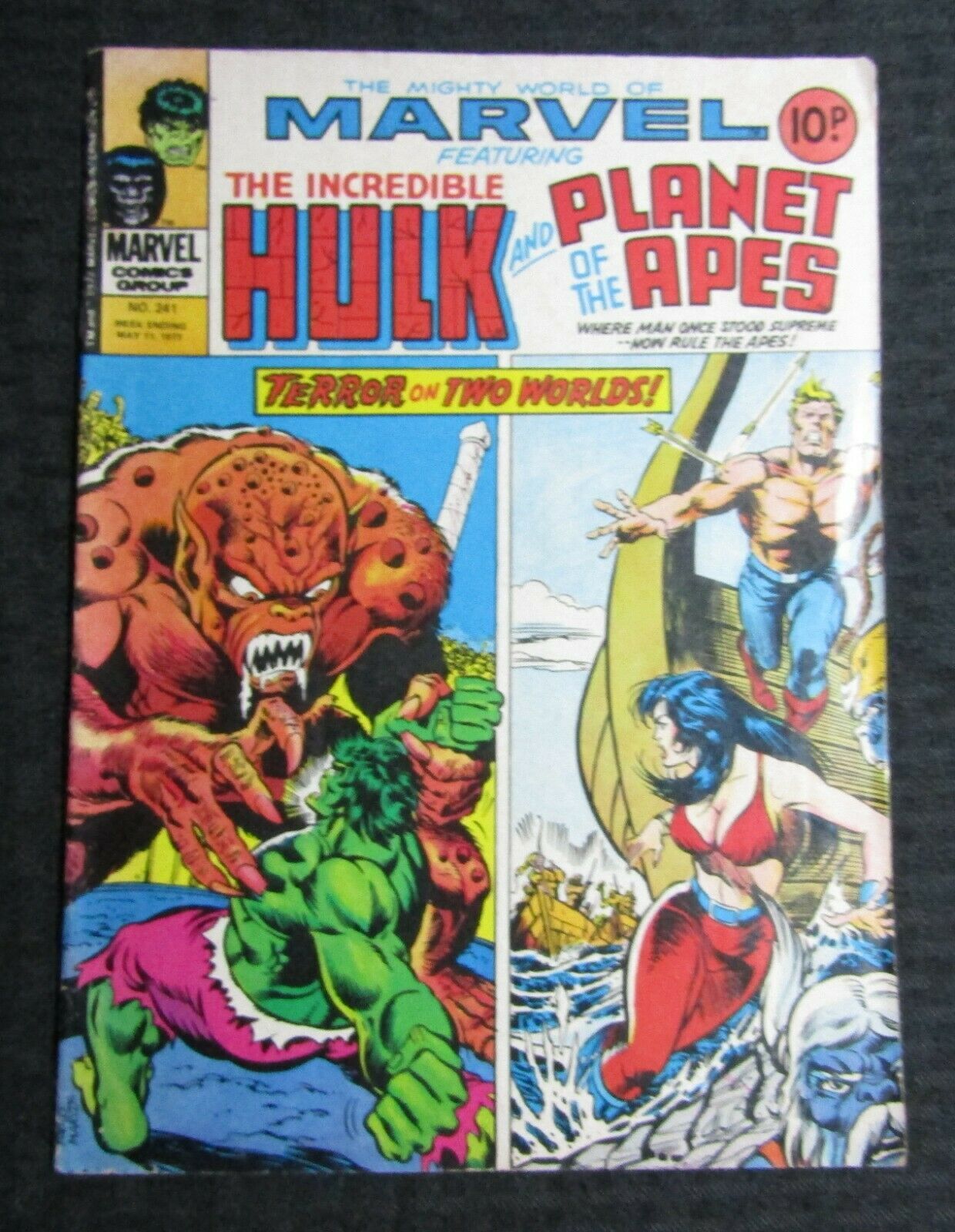 1977 Mighty World of Marvel HULK & Planet of the Apes #241 VG/FN 5.0 UK ...