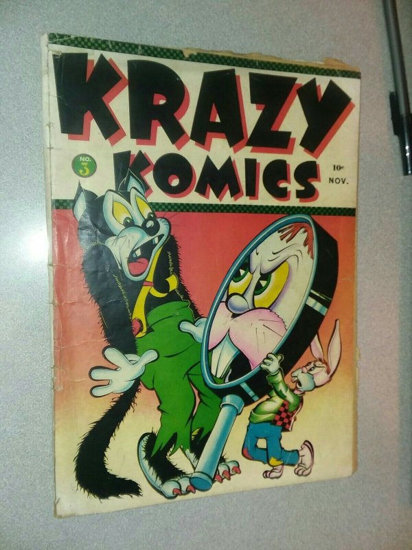 Krazy comics #3 golden age 1942 Timely funny animals-Hitler baseball ...