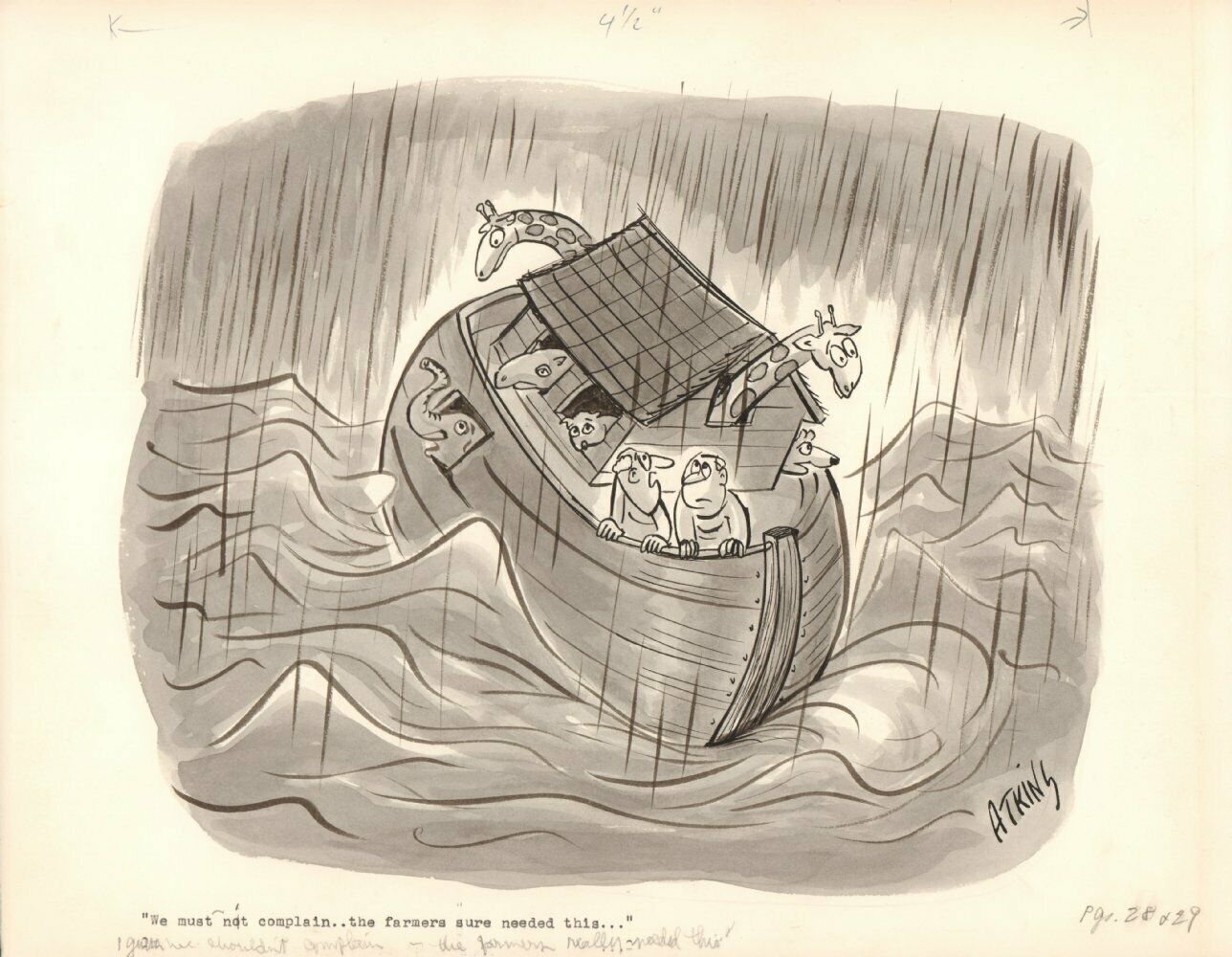 Noah's Ark Gag - 2/25/1965 Signed art by Elmer Atkins | Comic ...