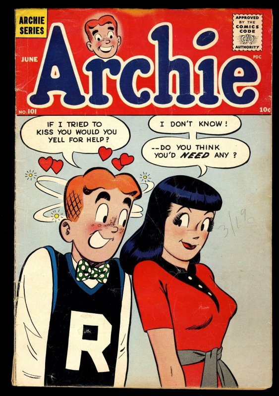 Archie Comics #101 VG- 3.5 Classic Headlight Cover! Dan DeCarlo Cover ...