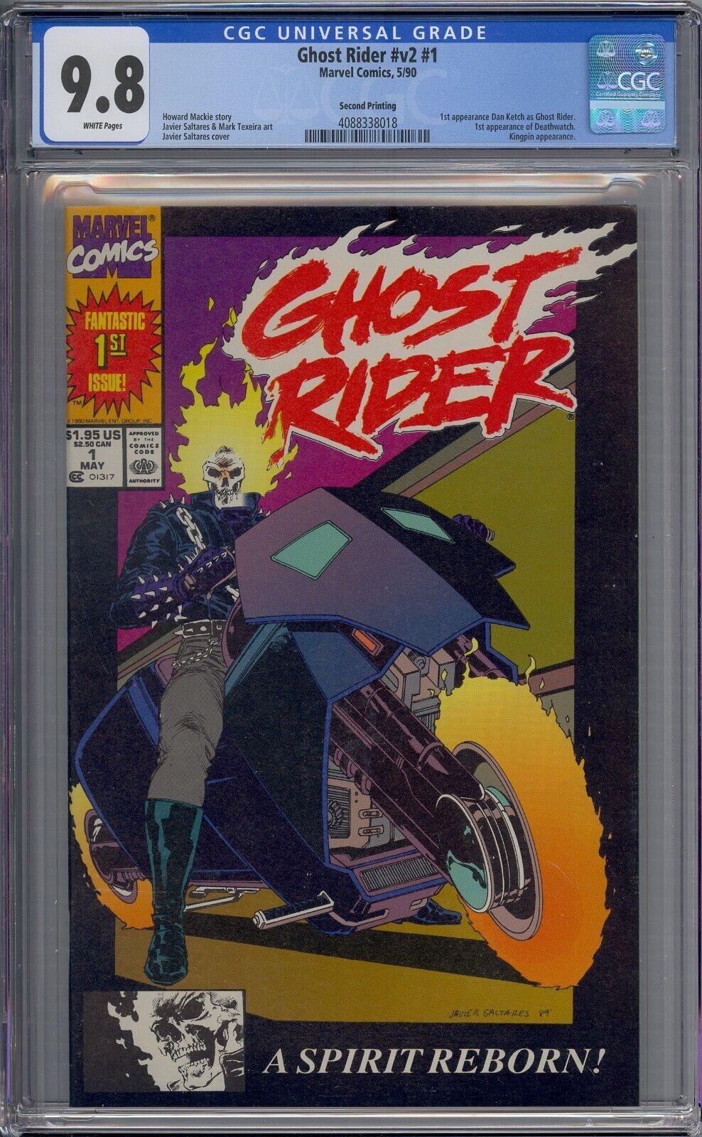 Ghost Rider V2 #1 CGC 9.8 1st DAN Ketch Kingpin HTF Second Printing ...