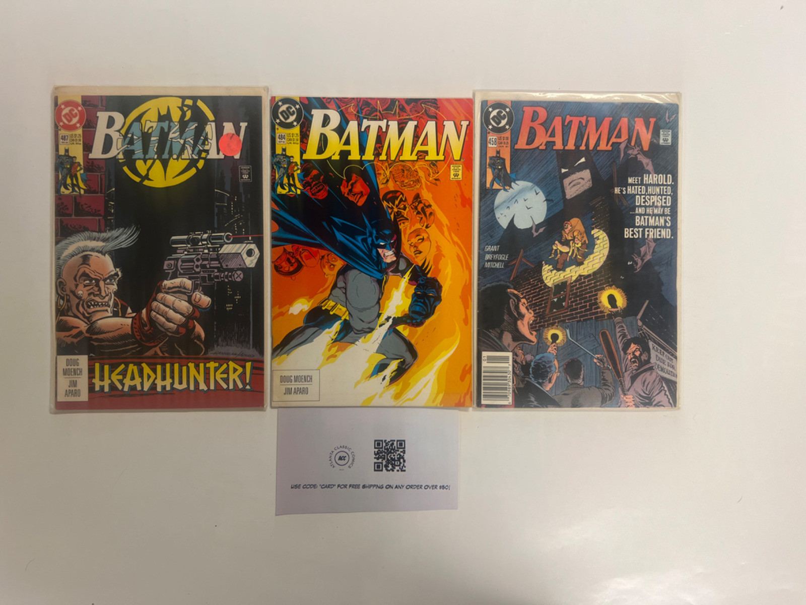 3 Batman DC Comic Books # 458 485 487 Superman Wonder Woman Robin Flash ...