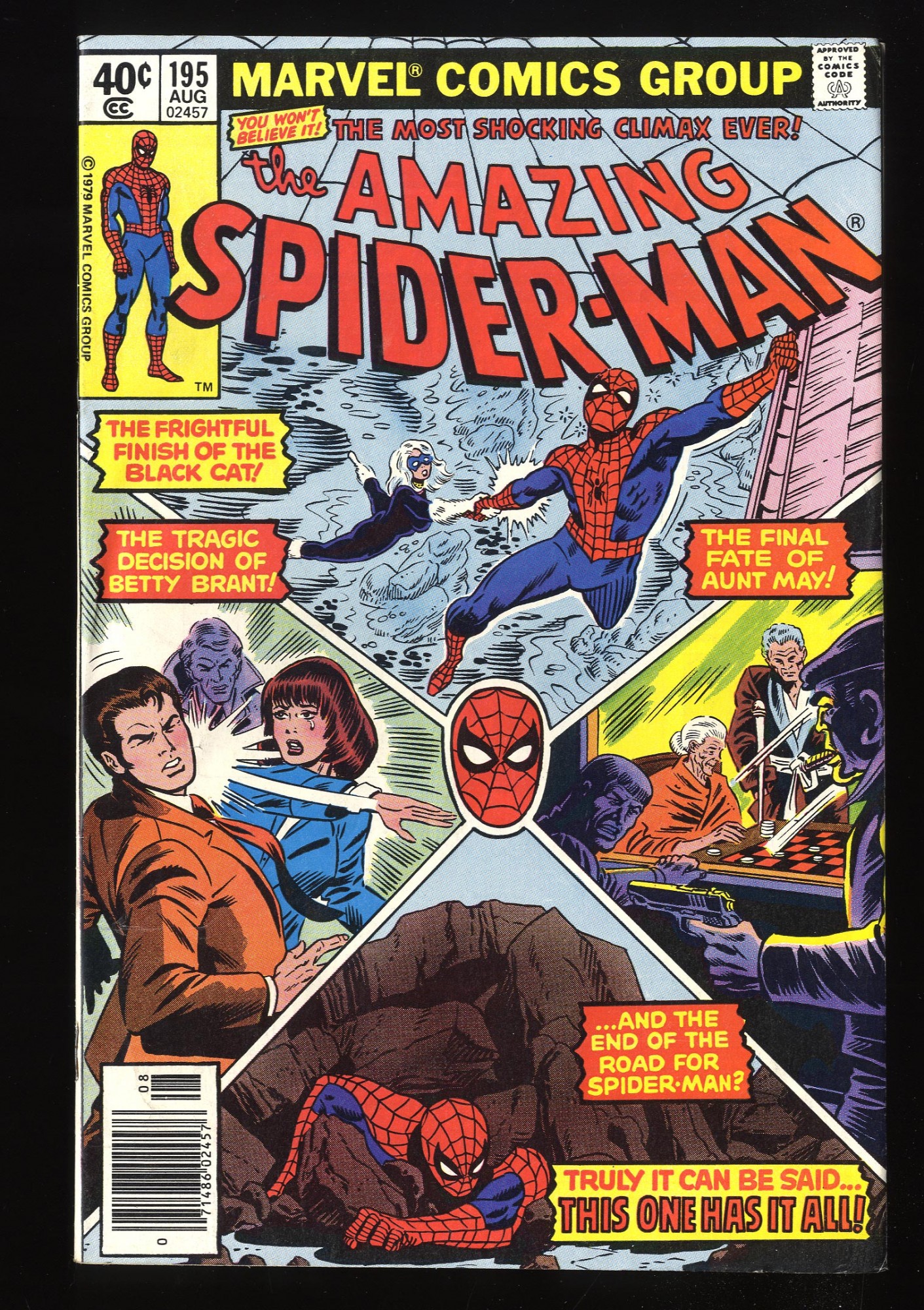 Amazing Spider-Man #195 FN 6.0 Marvel Comics Spiderman 2nd Black Cat ...