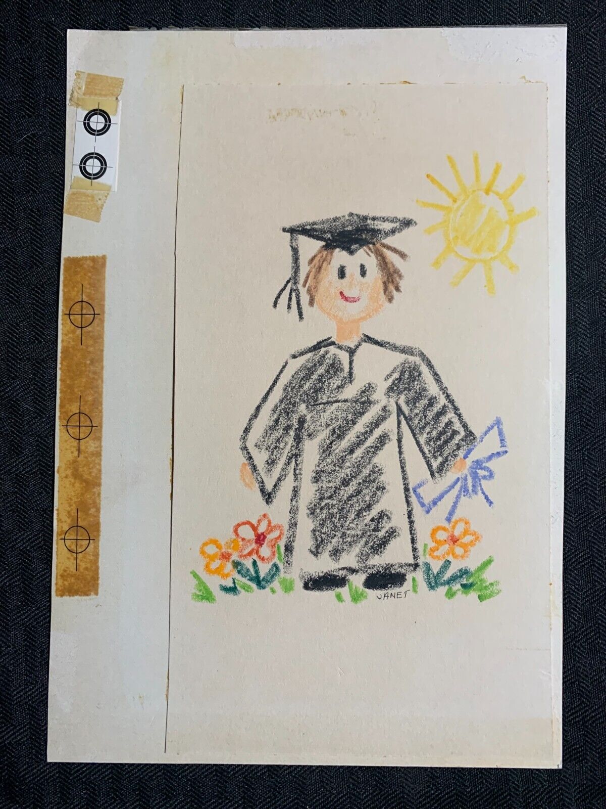 GRADUATION Cartoon Graduate in Cap & Gown 6x9" Greeting Card Art #G4393 ...