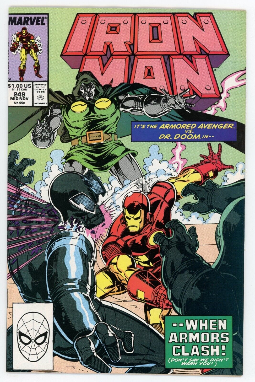 Iron Man 249 Vf 8 0 Marvel 1989 Copper Age Dr Doom Bambi Comic Books