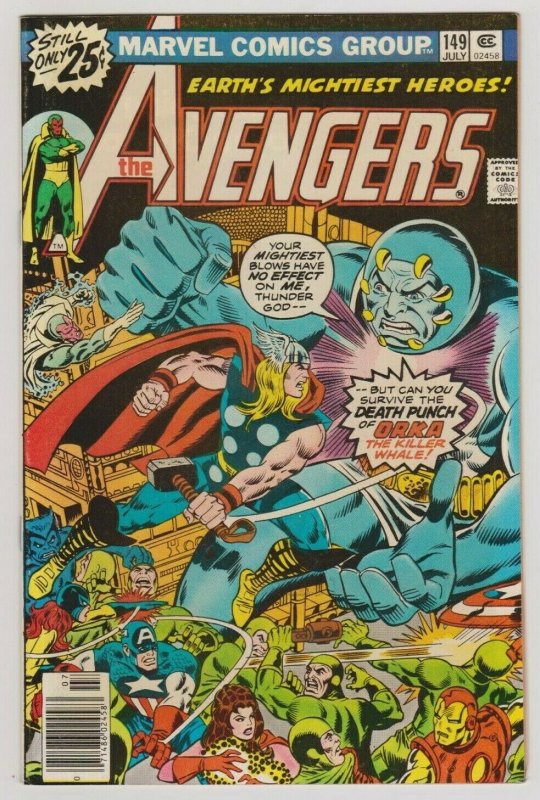 The Avengers #149 VF+ Thor VS Orka 1976 Marvel Comics George Perez ...