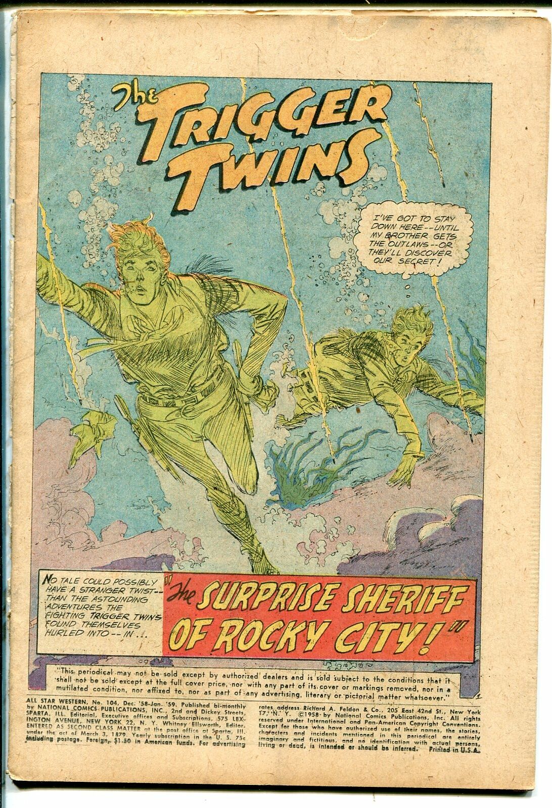 All Star Western #104 1958-DC Comics-Trigger Twins-Johnny Thunder- P | Comic Books - Silver Age ...