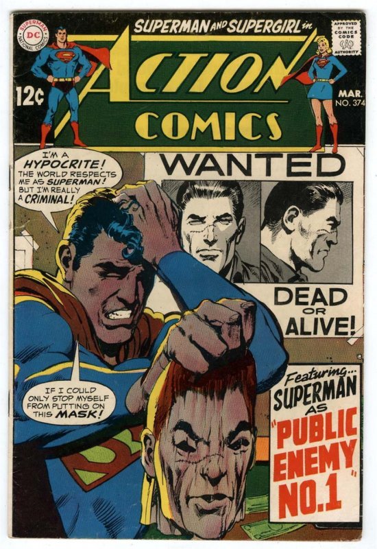 Action Comics #374 March 1969 SuperGirl Neal Adams Public Enemy No.1 ...
