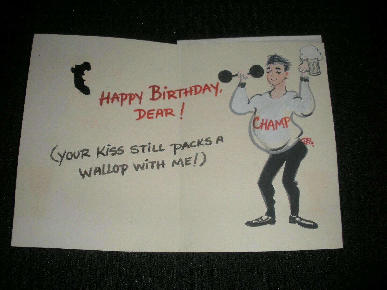 HAPPY BIRTHDAY Husband Kiss Still Packs a Wallop 5x7.5" Greeting Card ...