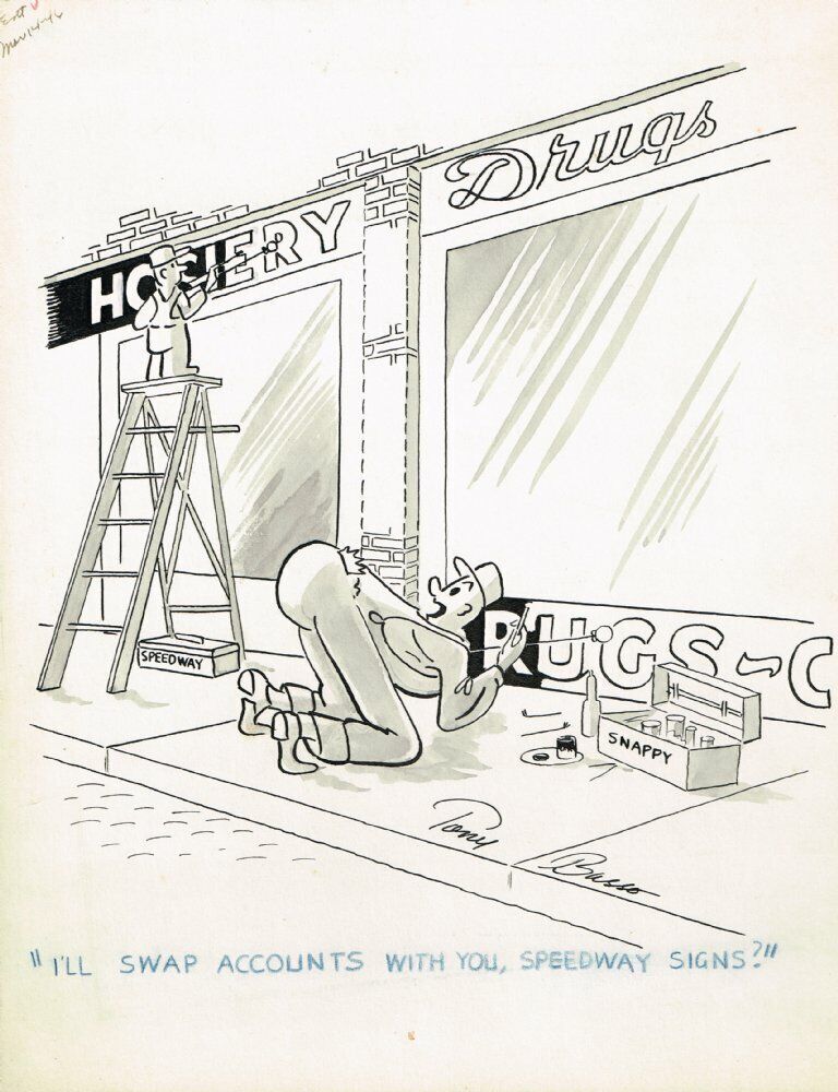 Tall and Short Sign Painters - 1940's art by Tony Basso | Comic ...