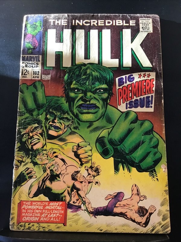 Marvel THE INCREDIBLE HULK No. 102 (1968) Big Premiere Issue! Origin ...