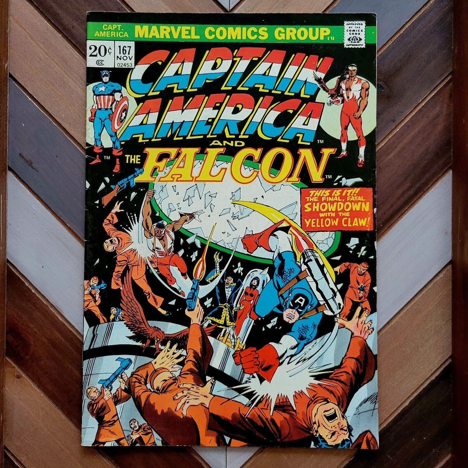 Captain America #167 FN (Marvel 1973) Ft FALCON vs Yellow Claw ...