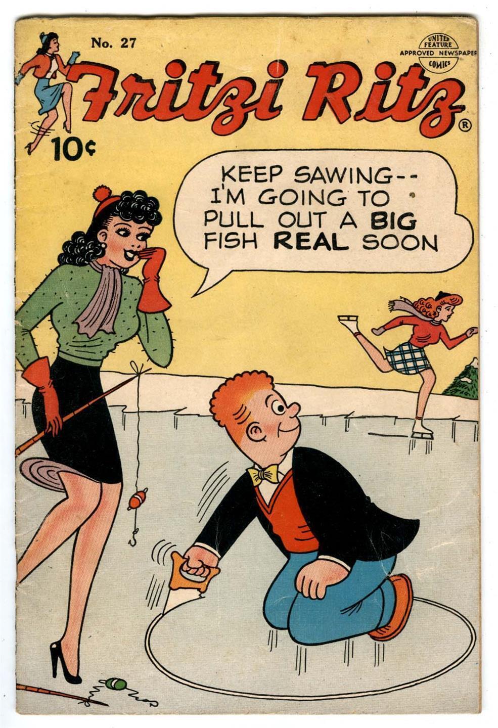1953 FRITZI RITZ #27 -Good Girl Ice Fishing Skating Cover 3 pages EARLY ...