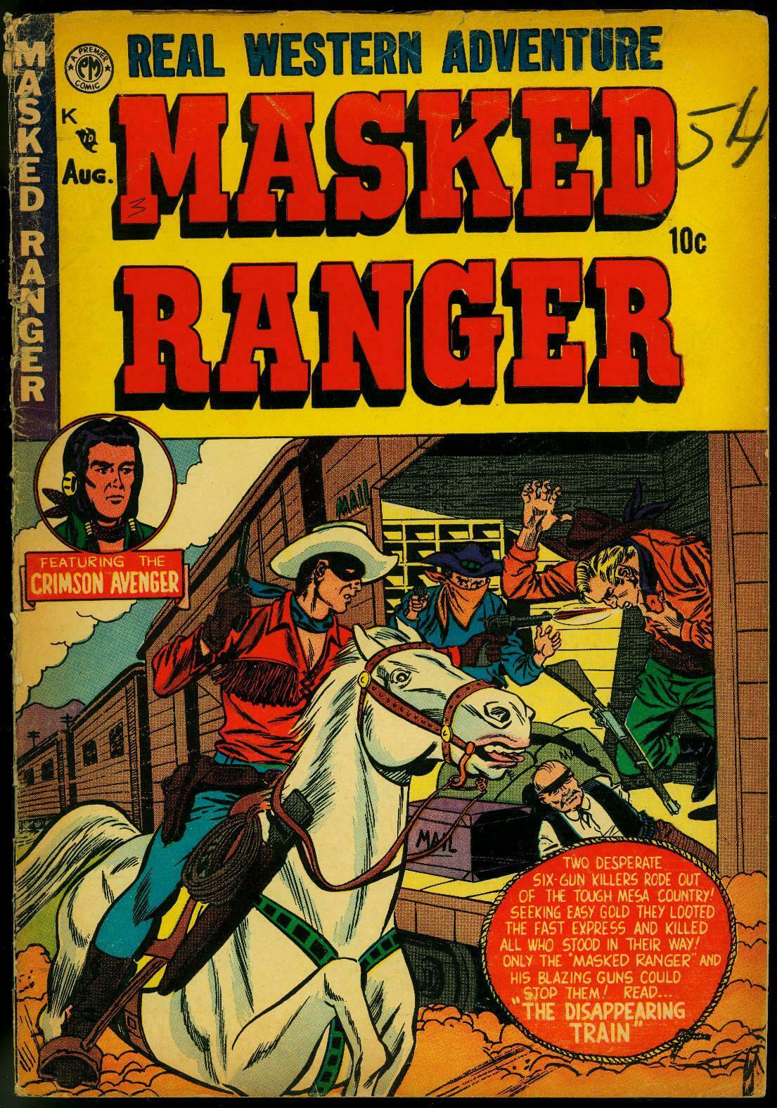 Masked Ranger Comics #3 1954 Premiere Crimson Avenger VG | Comic Books ...