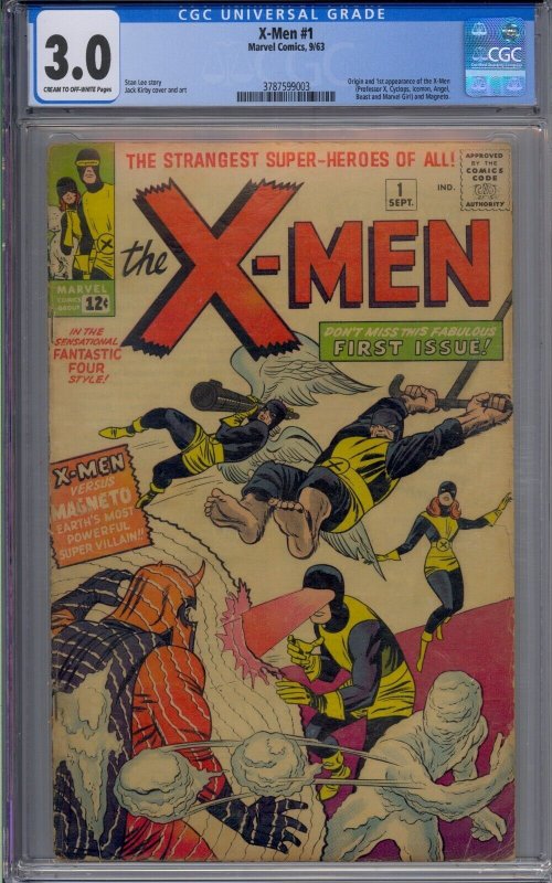 X-Men #1 CGC 3.0 1st Cyclops Beast Iceman Jean Grey Professor X Magneto ...
