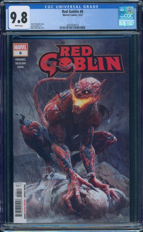 Red Goblin #6 CGC 9.8 White Pages Bjorn Barends Cover A Marvel 2023 HD ...