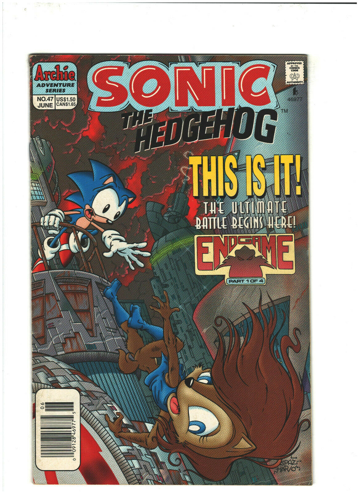 Sonic The Hedgehog #47 VG/FN 5.0 Newsstand Archie Comics 1997 Endgame ...