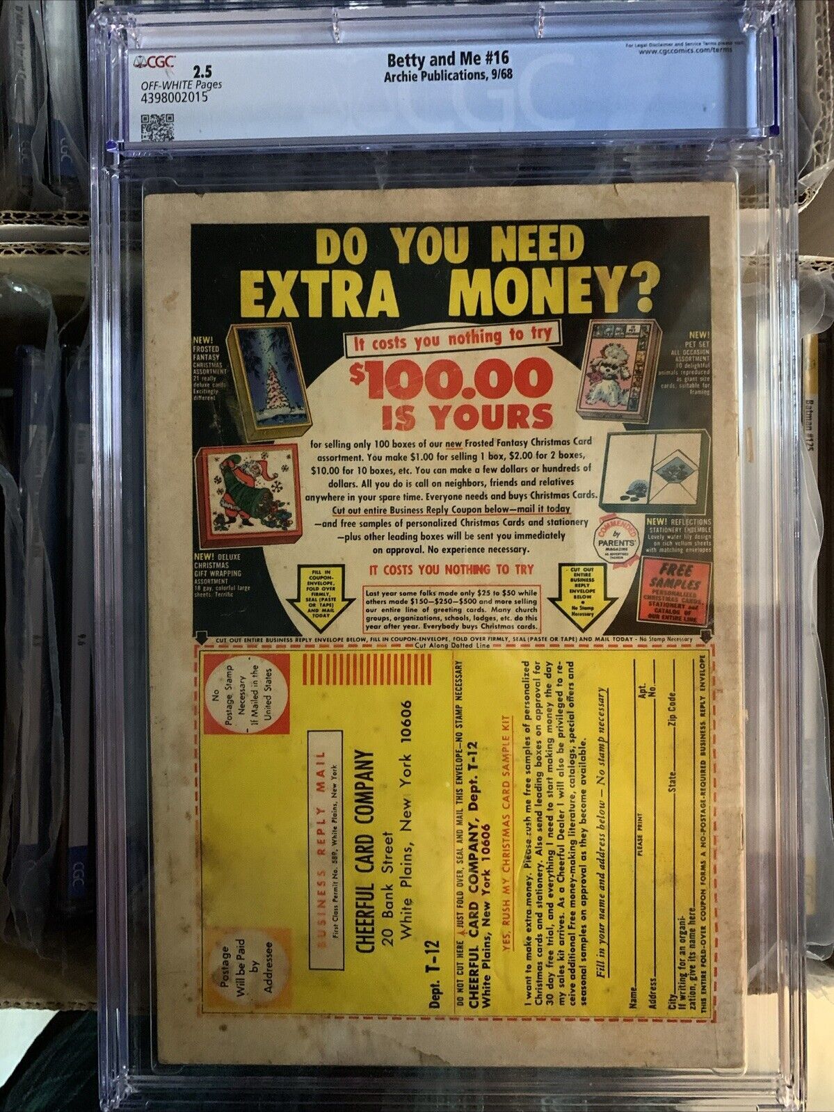 BETTY AND ME 16 CGC 2.5 G+ 9/1968 Classic Cover Risque Dialogue Archie ...