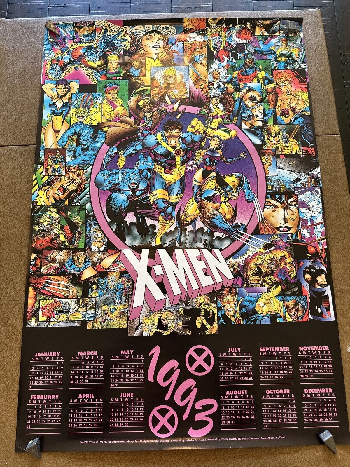 Jim Lee: Marvel X-men Calendar Poster 1993 - Uncanny Wolverine Cyclops ...