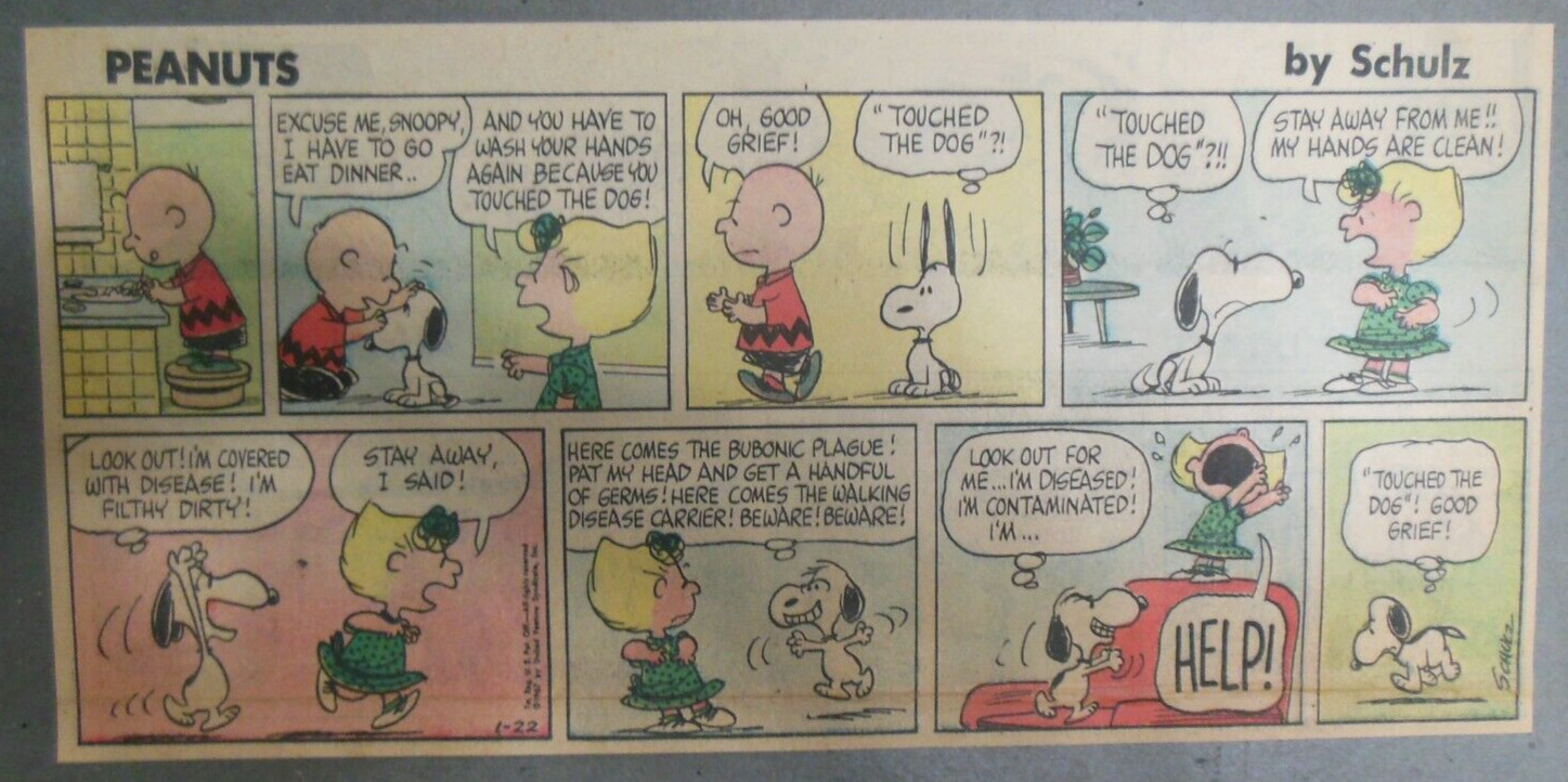 Peanuts Sunday Page by Charles Schulz from 1/22/1967 Size: ~7.5 x 15 ...