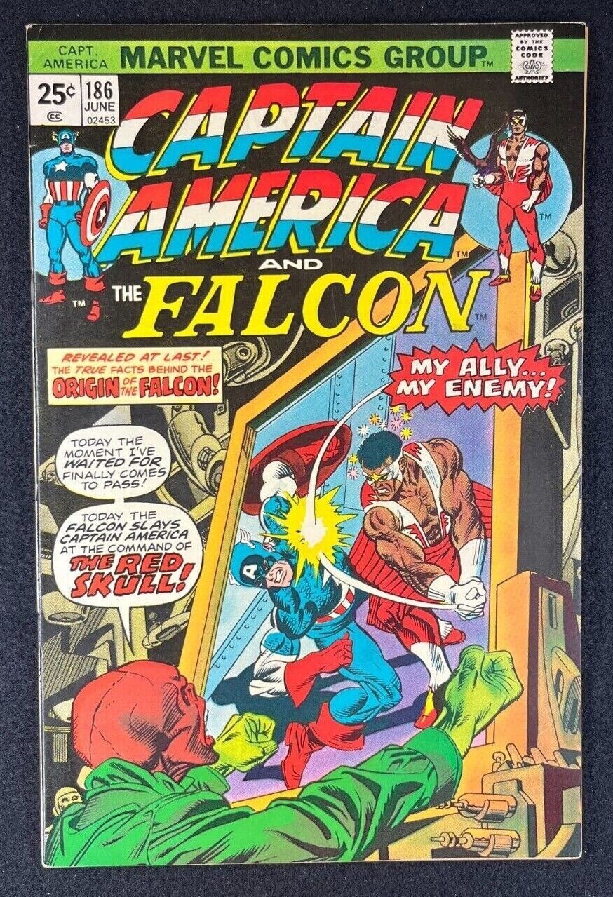 Captain America (1968) #186 VF+ (8.5) Origin Falcon Red Skull Gil Kane ...