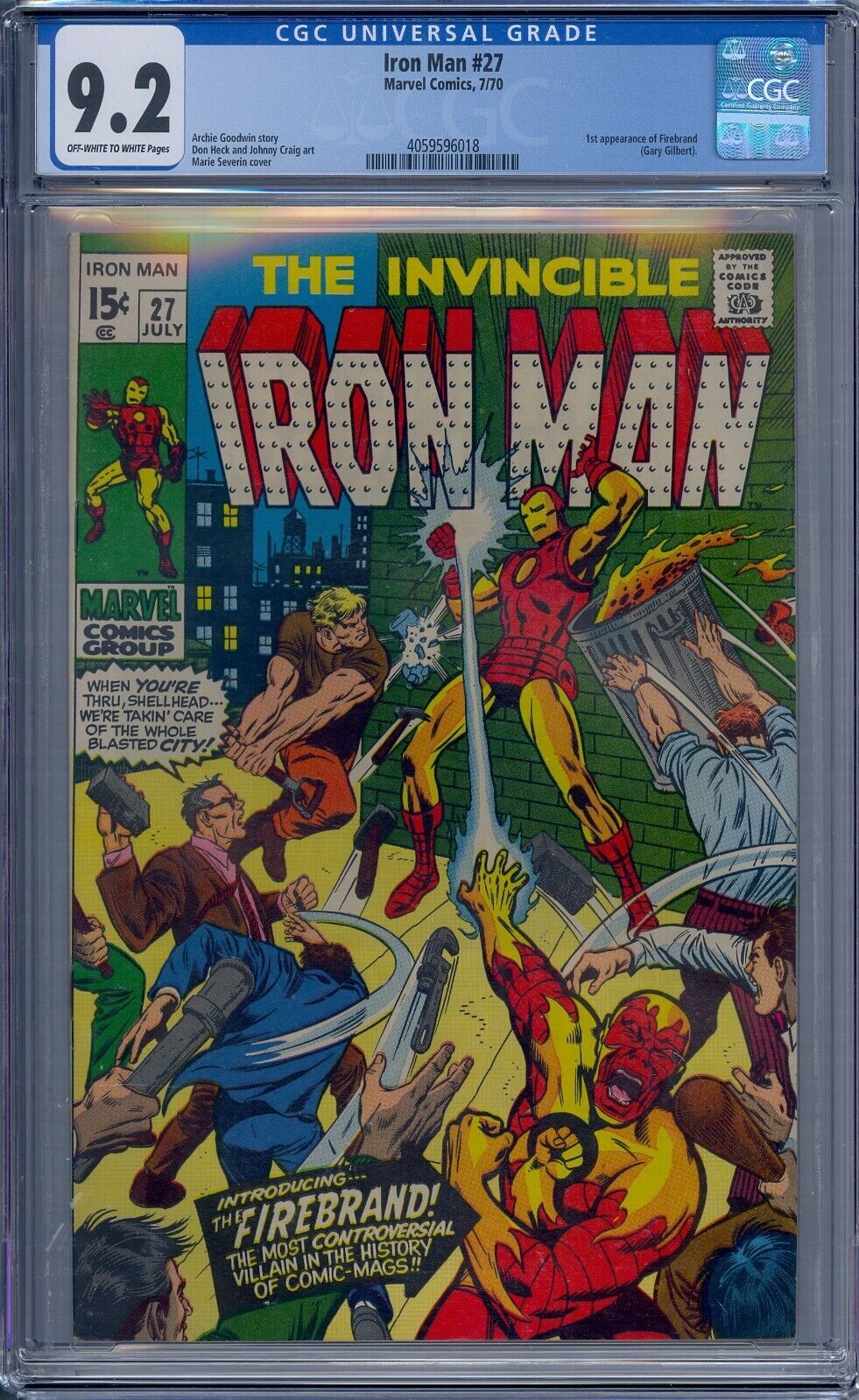 Iron MAN #27 CGC 9.2 1st Firebrand Gary Gilbert Marie Severin | Comic ...